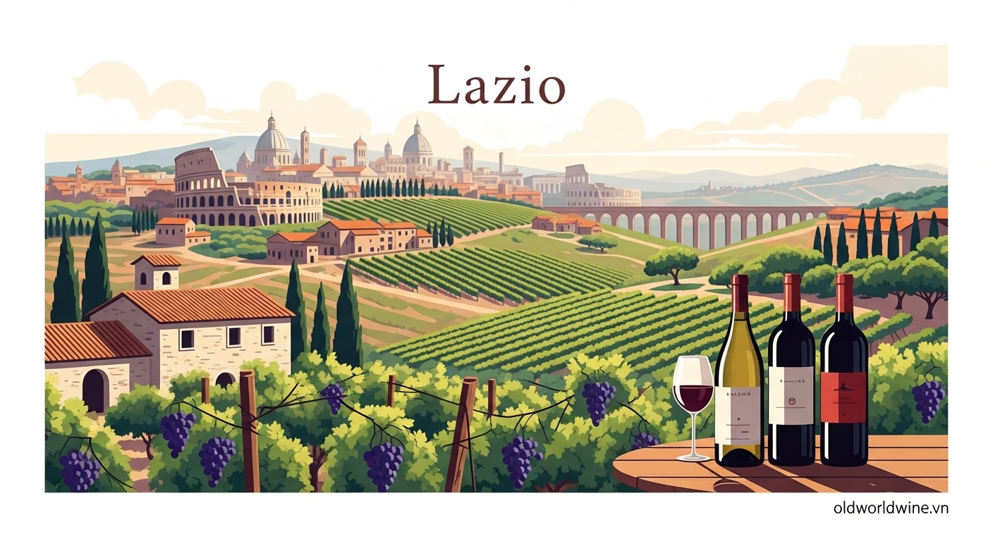 Toàn cảnh vùng rượu vang Lazio – kết hợp di sản lịch sử La Mã và cảnh ...